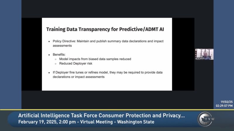 Artificial Intelligence Task Force Consumer Protection and Privacy Subcommittee - TVW